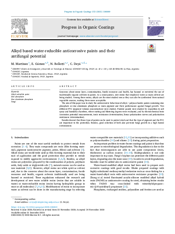 (PDF) Alkyd based water-reducible anticorrosive paints and their ...