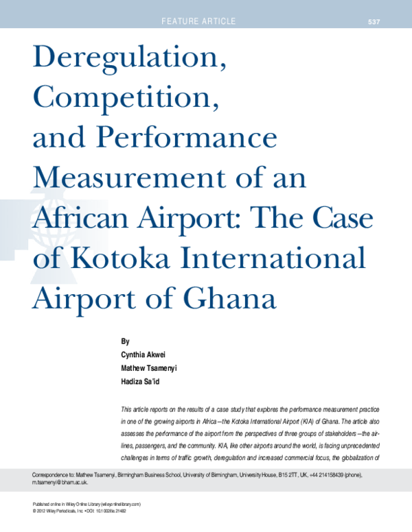 (PDF) Deregulation, competition, and performance measurement of an ...