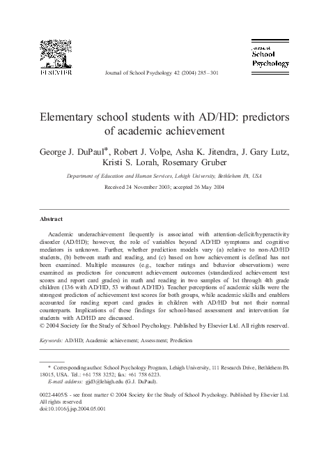 (PDF) Of Academic Achievement