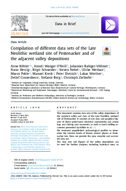 (PDF) Compilation of different data sets of the Late Neolithic wetland ...