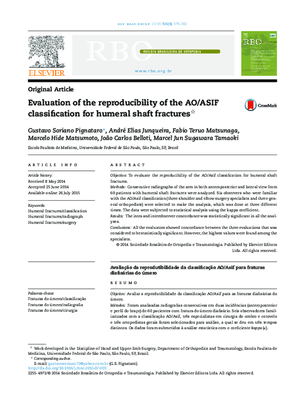 (PDF) Evaluation of the reproducibility of the AO/ASIF classification ...