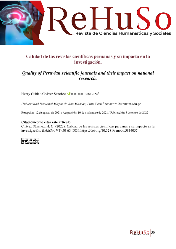 (PDF) Calidad de las revistas científicas peruanas y su impacto en la ...