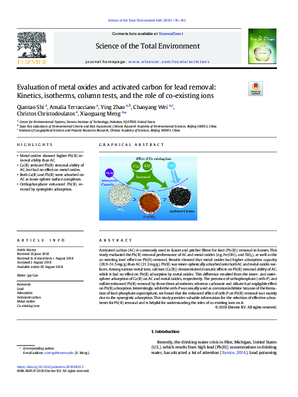 (PDF) Evaluation of metal oxides and activated carbon for lead removal ...