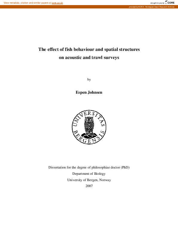(PDF) The effect of fish behaviour and spatial structures on acoustic ...