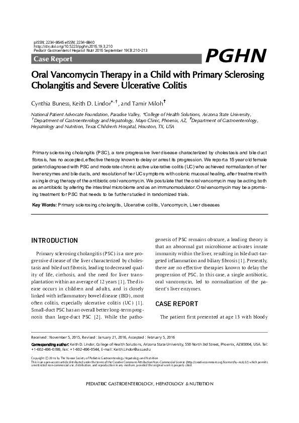 (PDF) Oral Vancomycin Therapy in a Child with Primary Sclerosing ...