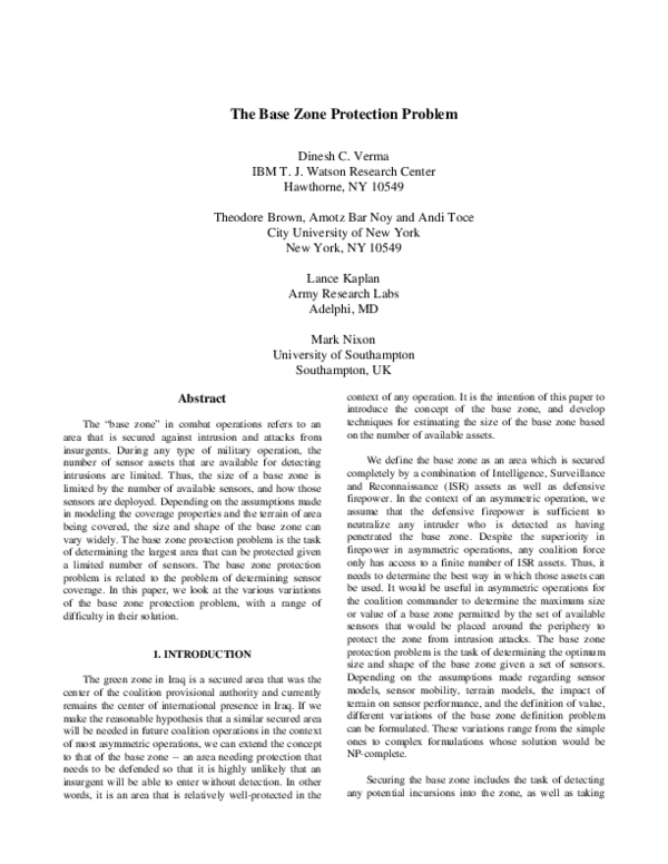 (PDF) The Base Zone Protection Problem