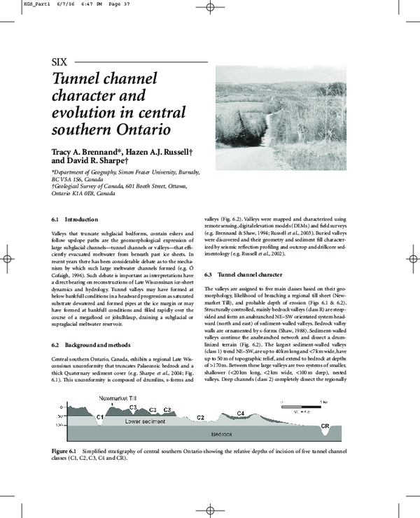 (PDF) Tunnel Channel Character and Evolution in Central Southern Ontario