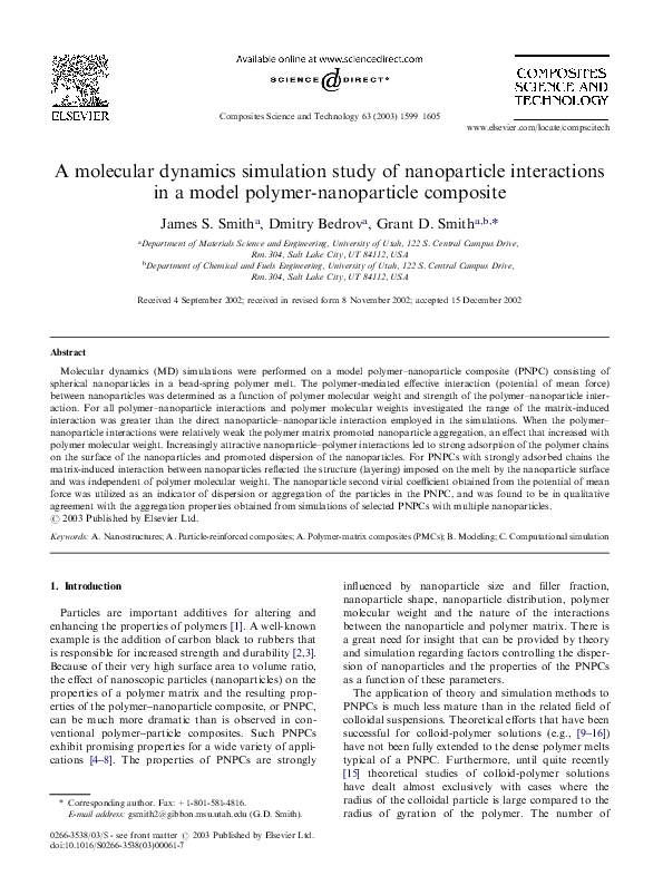 (PDF) A molecular dynamics simulation study of nanoparticle interactions in a model polymer ...