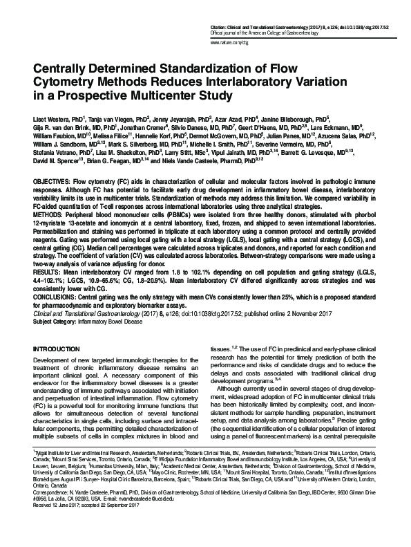 (PDF) Centrally-Determined Standardization of Flow Cytometry Methods ...