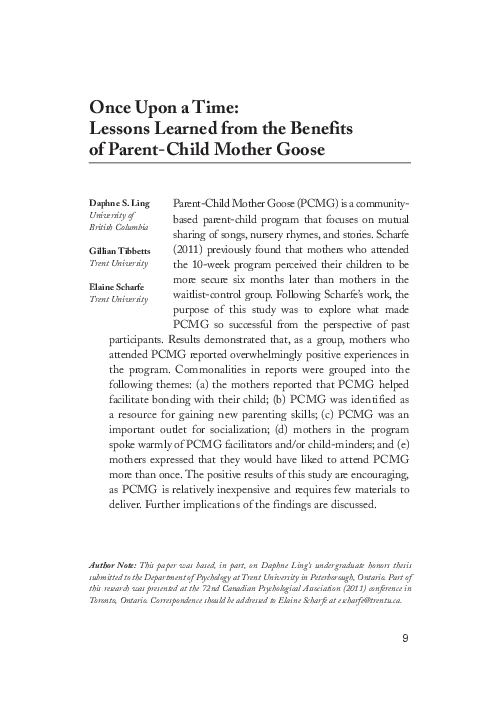 (PDF) Once upon a Time: Lessons Learned from the Benefits of Parent ...
