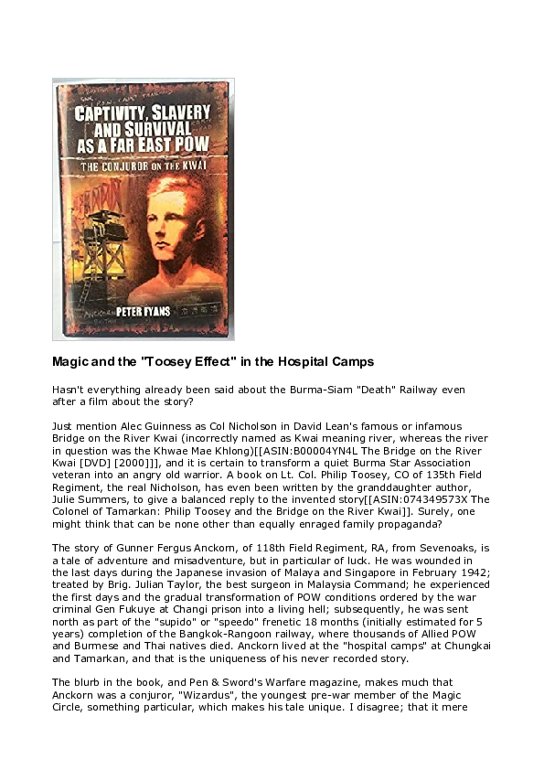 (DOC) Magic and the Toosey Effect in the Hospital Camps