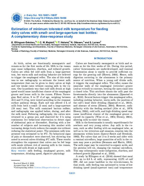 (PDF) Estimation of minimum tolerated milk temperature for feeding ...