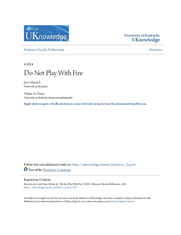 (PDF) Do not play with fire
