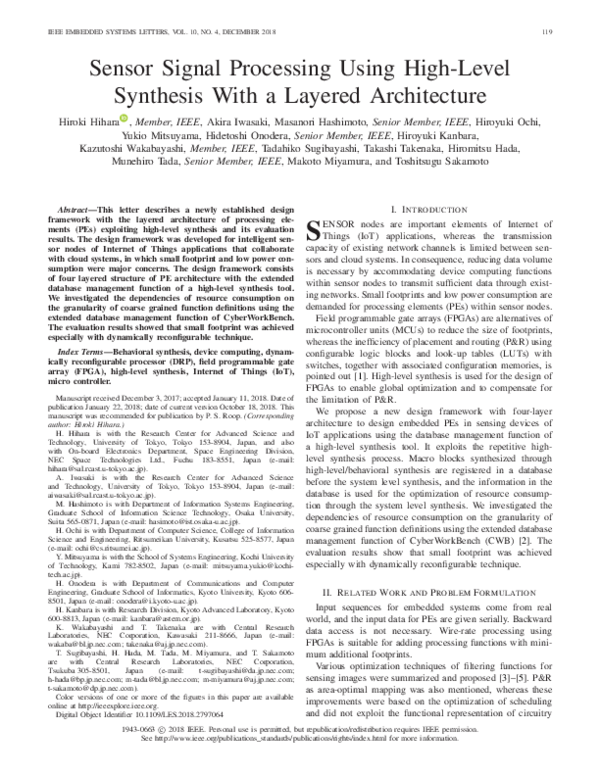 (PDF) Sensor Signal Processing Using High-Level Synthesis With a ...
