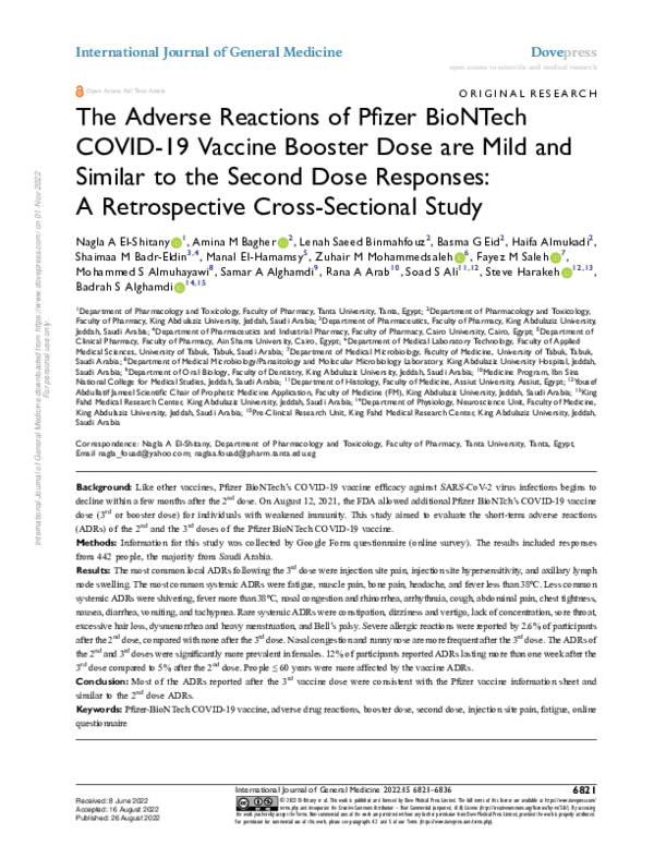 (PDF) The Adverse Reactions of Pfizer BioNTech COVID-19 Vaccine Booster ...