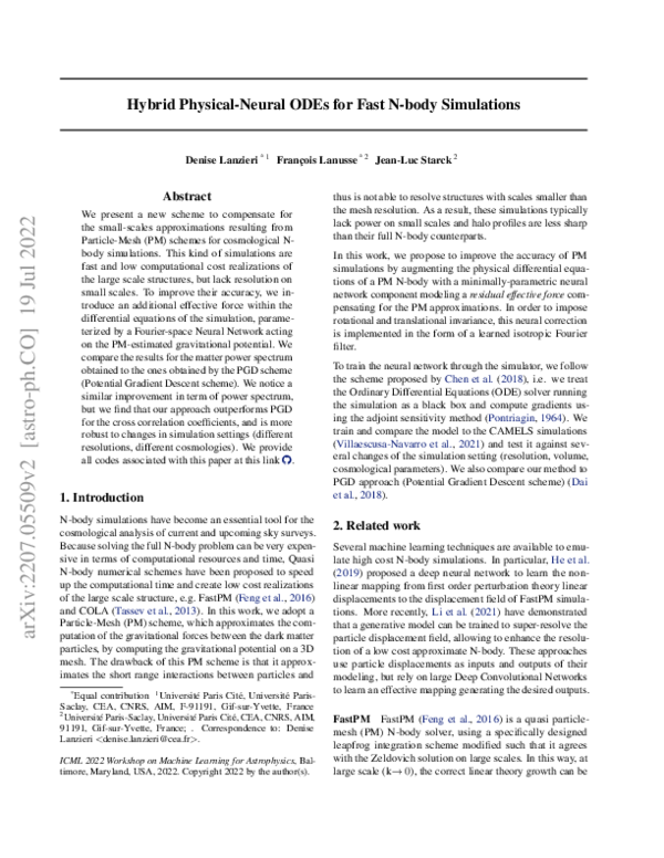 (PDF) Hybrid Physical-Neural ODEs for Fast N-body Simulations | Denise Lanzieri - Academia.edu