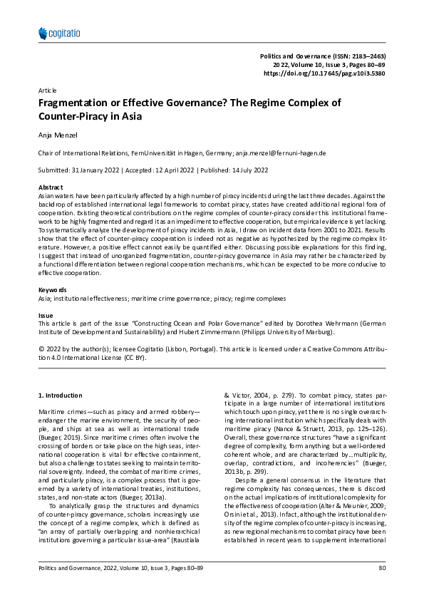 (PDF) Fragmentation or Effective Governance? The Regime Complex of ...