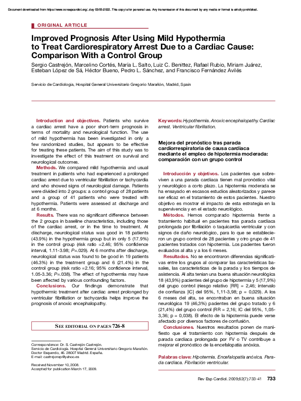 (PDF) Improved Prognosis After Using Mild Hypothermia to Treat ...