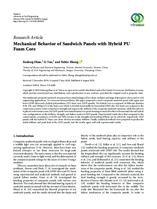 (PDF) Mechanical Behavior of Sandwich Panels with Hybrid PU Foam Core