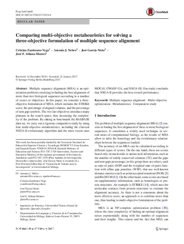 Pdf Comparing Multi Objective Metaheuristics For Solving A Three