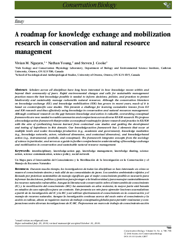 (PDF) A roadmap for knowledge exchange and mobilization research in ...