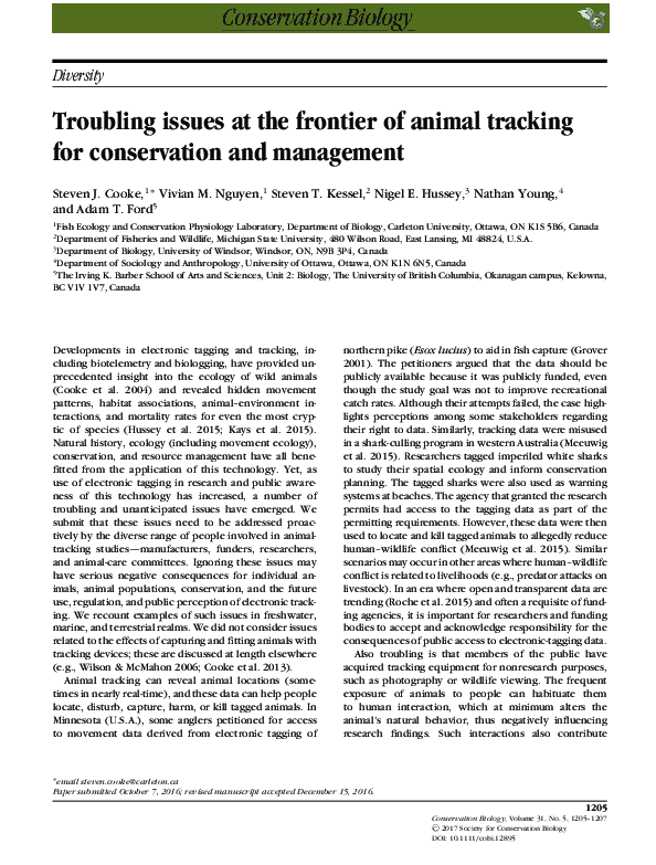 (PDF) Troubling issues at the frontier of animal tracking for ...