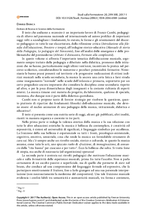 (PDF) F. Cambi, Formarsi tra le note