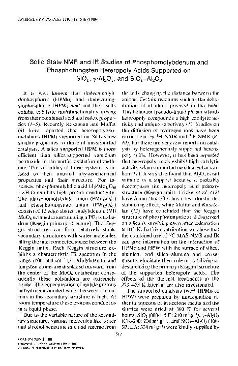 (PDF) Solid state NMR and IR studies of phosphomolybdenum and ...