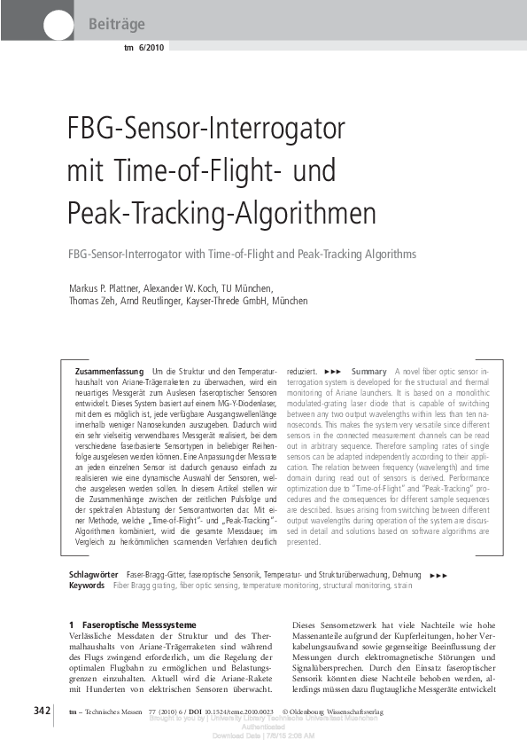 (PDF) FBG-Sensor-Interrogator mit Time-of-Flight- und Peak-Tracking ...