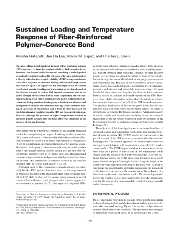 Sustained Loading and Temperature Response of Fiber-Reinforced Polymer-Concrete Bond