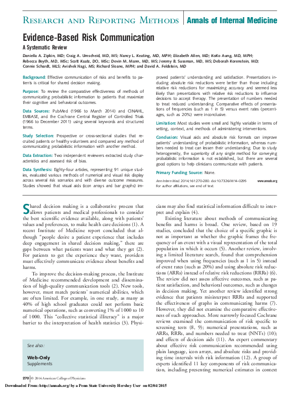(PDF) Evidence-based risk communication: a systematic review