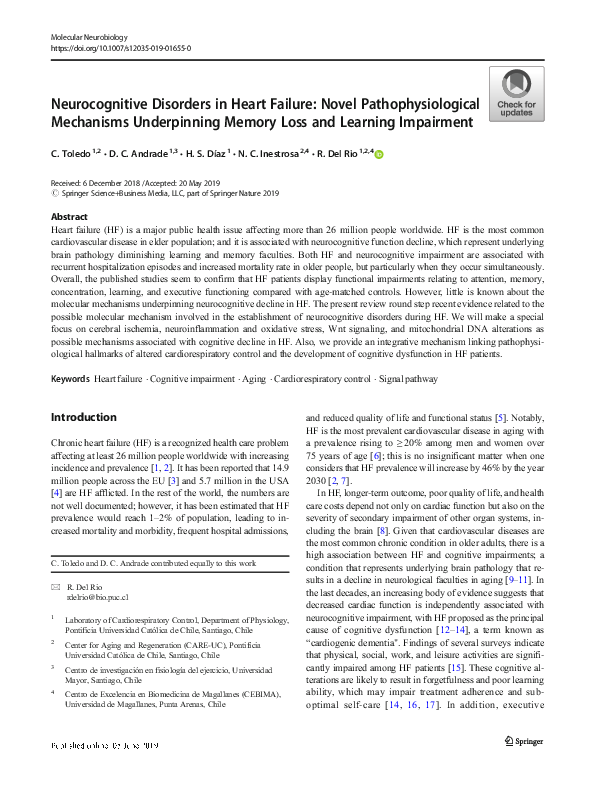 (PDF) Neurocognitive Disorders in Heart Failure: Novel Pathophysiological Mechanisms ...