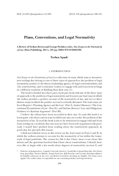 (PDF) Plans, Conventions, and Legal Normativity: A Review of Stefano ...