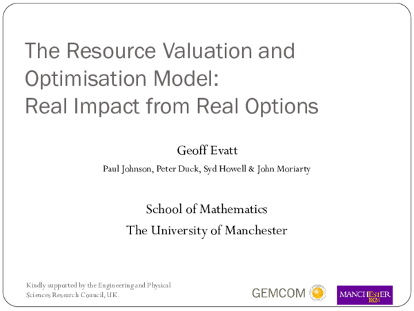 (PDF) The Resource Valuation and Optimisation Model: Real Impact from Real Options