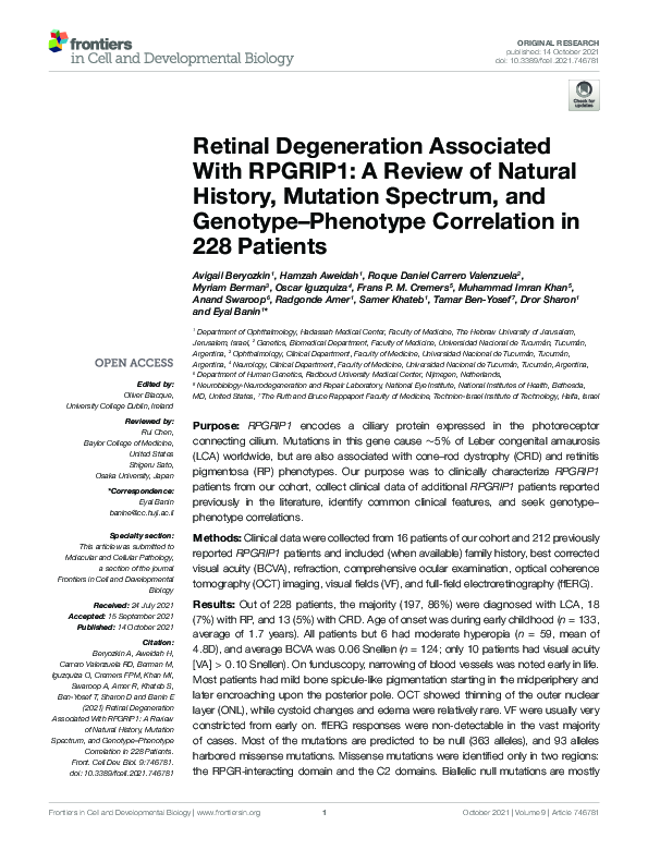 (PDF) Retinal Degeneration Associated With RPGRIP1: A Review of Natural ...
