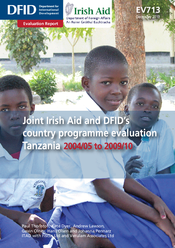 (PDF) Evaluation Report Joint Irish Aid and DFID's country programme ...