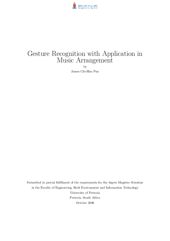 (PDF) Gesture recognition with application in music arrangement