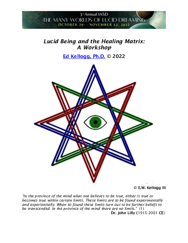 (PDF) Lucid Being and the Healing Matrix: A Workshop