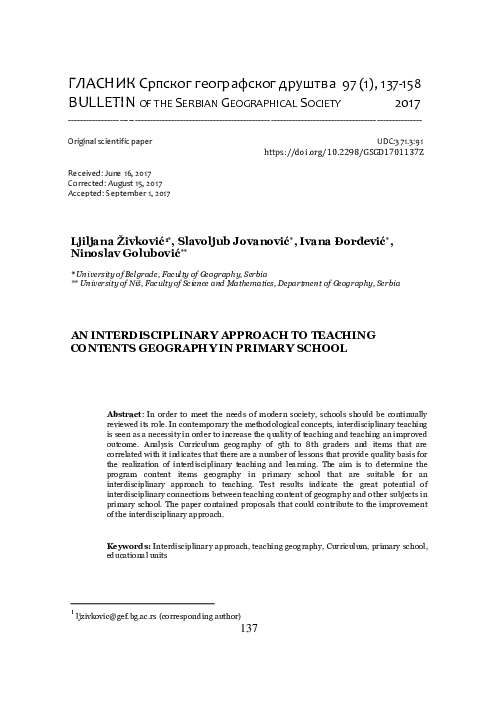 (PDF) An interdisciplinary approach to teaching contents geography in ...