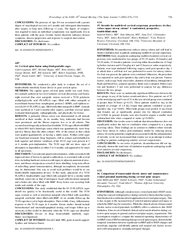 (PDF) 15. Steroids for multi-level cervical corpectomy procedures: do ...
