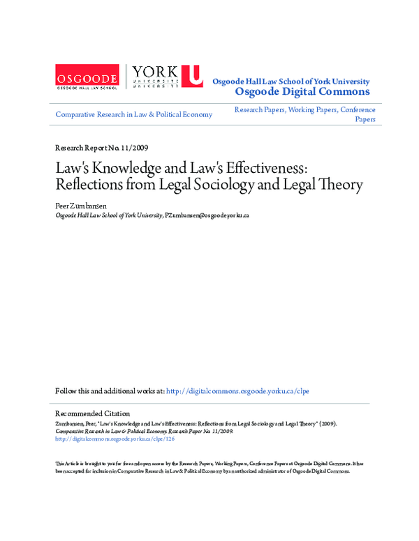 (PDF) Law's Knowledge and Law's Effectiveness: Reflections from Legal ...