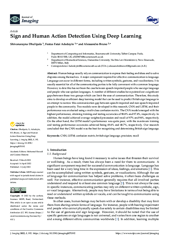 Pdf Sign And Human Action Detection Using Deep Learning