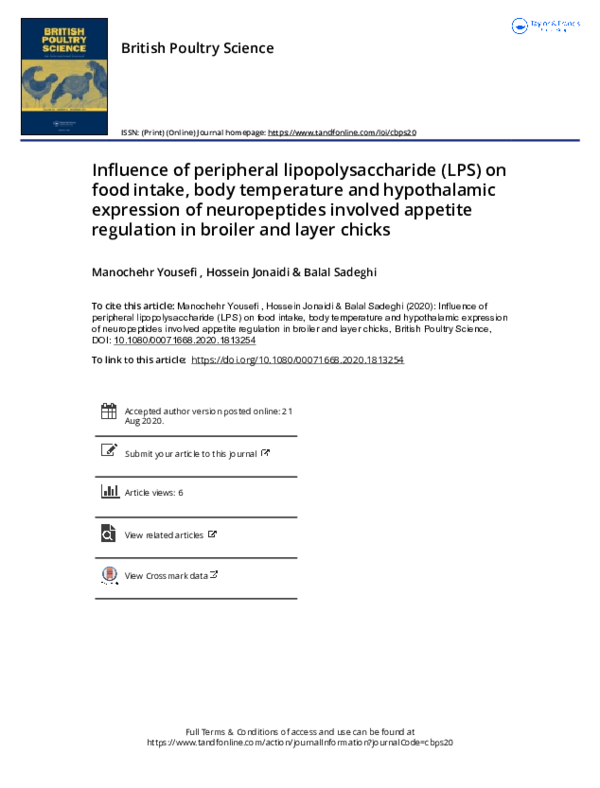(PDF) Influence of peripheral lipopolysaccharide (LPS) on feed intake ...