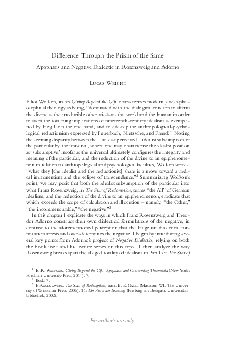 (PDF) Difference Through the Prism of the Same: Apophasis and Negative ...
