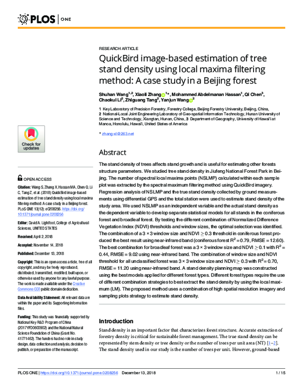 (PDF) QuickBird image-based estimation of tree stand density using ...