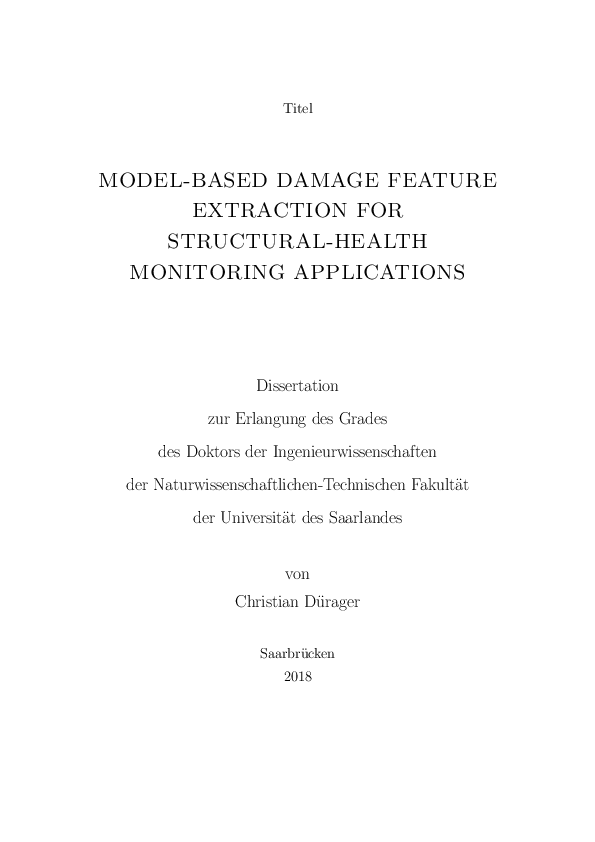 (PDF) Model-based damage feature extraction for structural-health monitoring applications