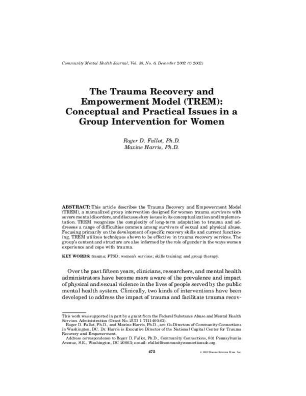 (PDF) The Trauma Recovery and Empowerment Model (TREM): Conceptual and ...
