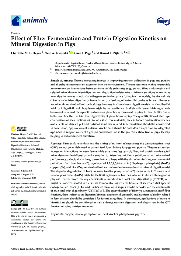 (PDF) Effect of Fiber Fermentation and Protein Digestion Kinetics on ...