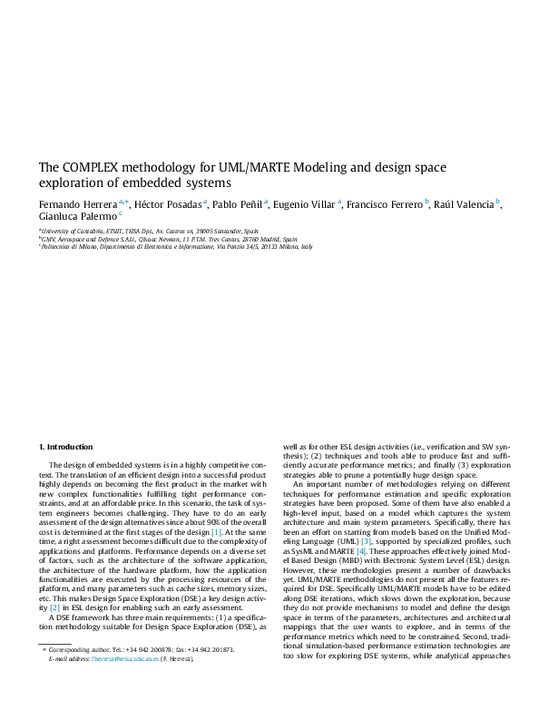 (PDF) The COMPLEX methodology for UML/MARTE Modeling and design space exploration of embedded ...