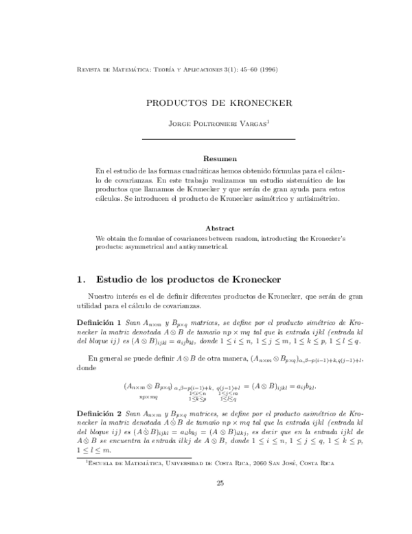 (PDF) Productos de Kronecker